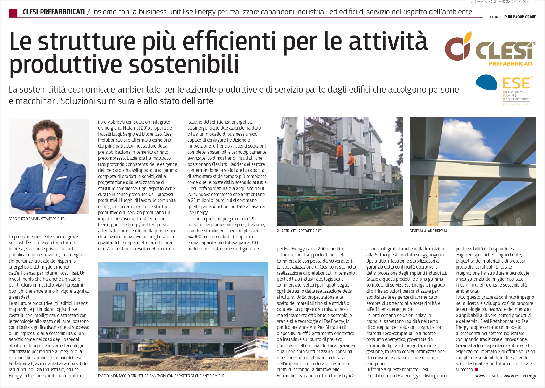 Clesi Prefabbricati ed ESE Energy su "Il Sole 24 Ore" - Clesi